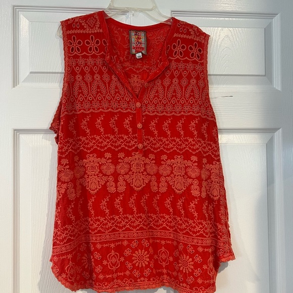 Johnny Was | Tops | Johnny Was Vibrant Red Embroidered Top | Poshmark